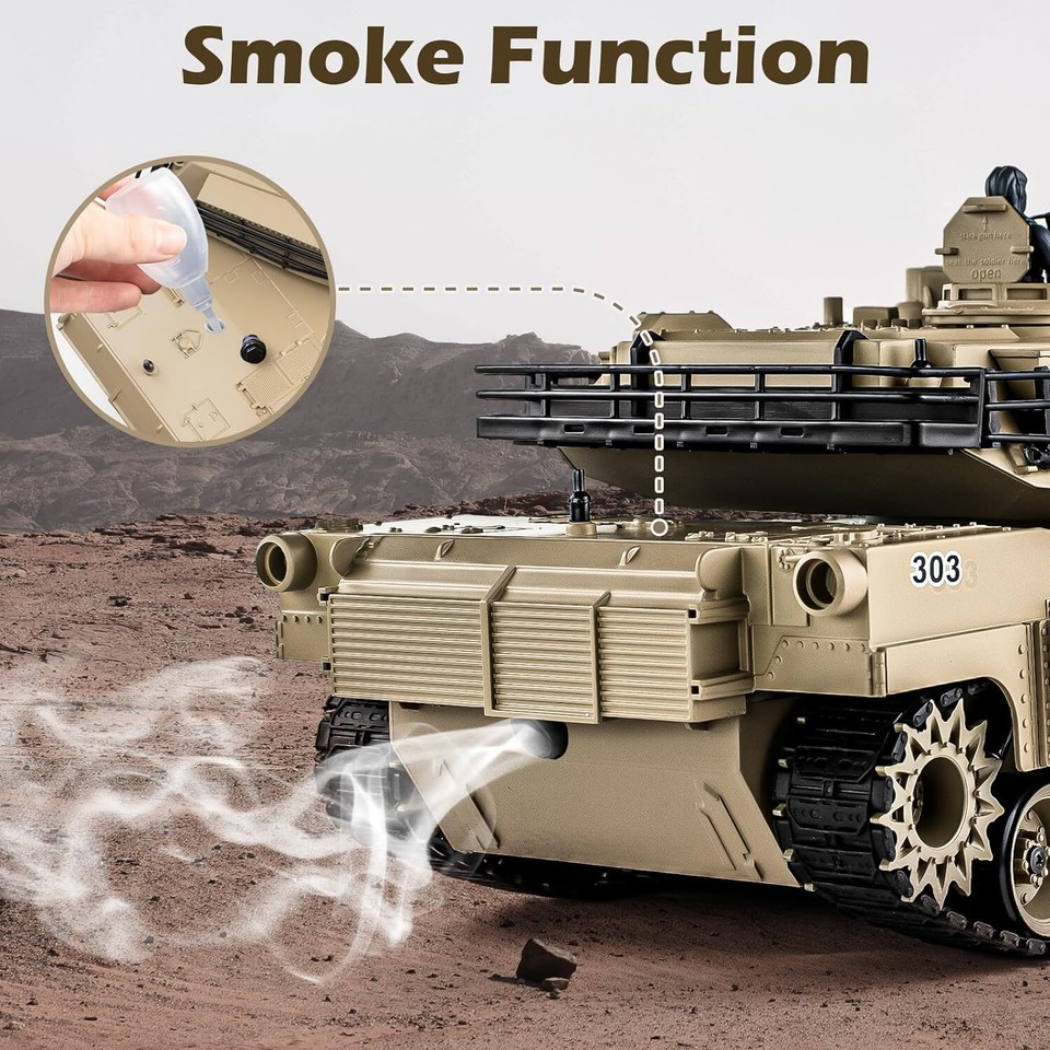 1:18 RC Tank, M1A2 Remote Control Tank Model Toys Military Toy Shoots ...