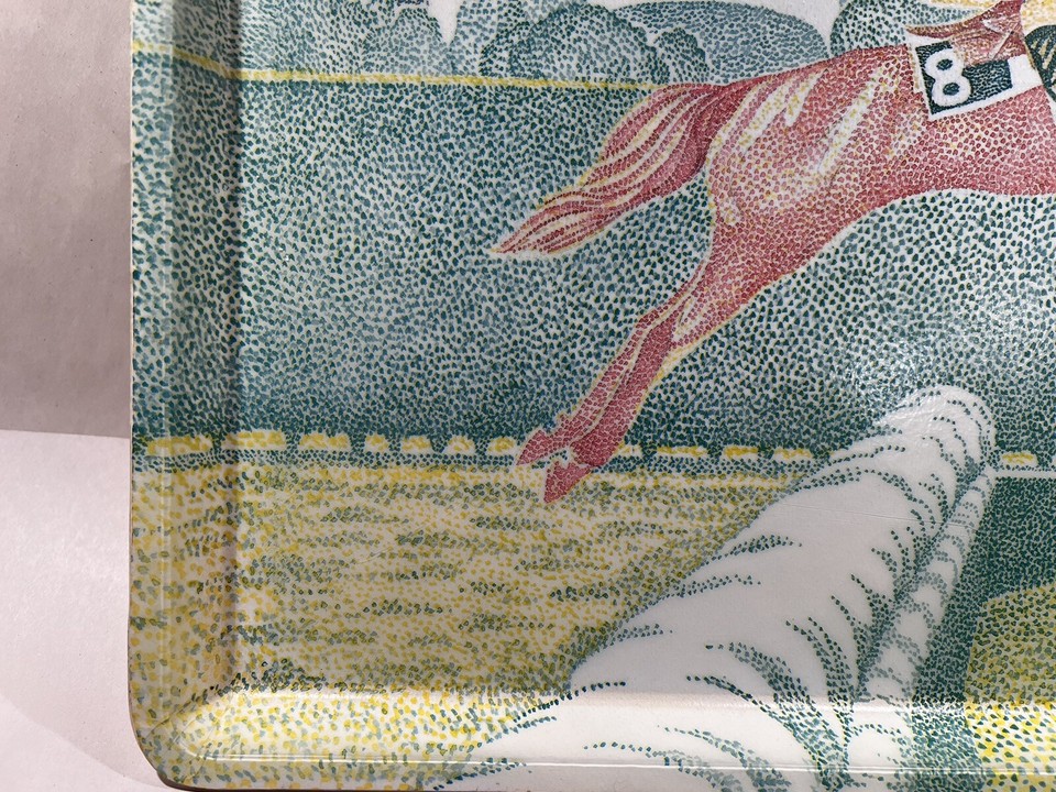 VINTAGE CREATIONS ALPAC Equestrian Steeplechase Horse Tray FRANCE ...