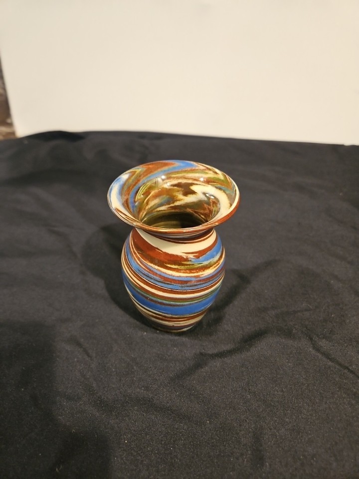 Vintage Desert Sands 1950s Pottery Vase Swirl Brown Cream & Blue - 4.5 ...