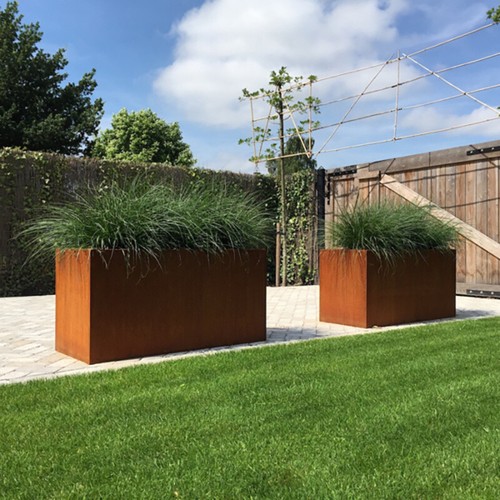 80cm Large Corten Steel Garden Planter Flowers Pot Weathered Plant ...