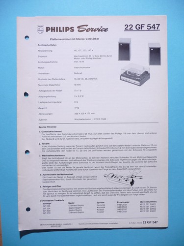 Service Manual Guide For Philips 22 GF 547, ORIGINAL | eBay