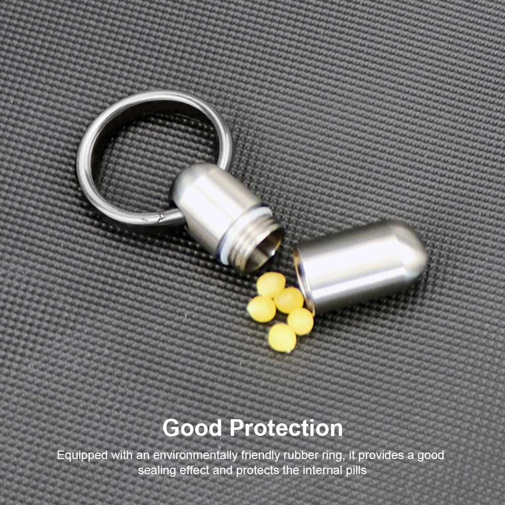 Box Stainless Steel Waterproof Portable Silver Container Keychain Pill ...