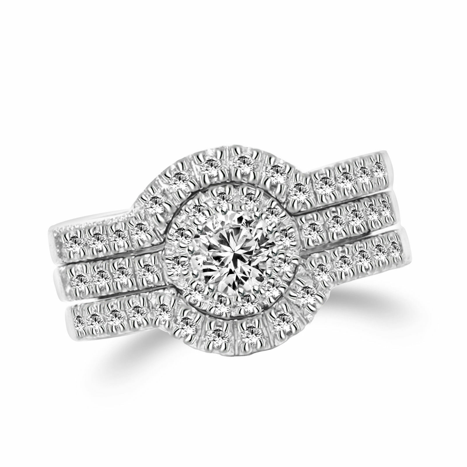 1.25 Ct Engagement Matching Wedding Ring Guard Set 14K White Gold | eBay