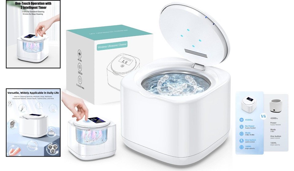 Ultrasonic Retainer Cleaner Invisalign UV-Dental Pod Denture Aligner ...