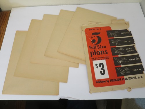 Vtg Lot 5 FULL SIZE Model Airplane Plans for Balsa Wood Planes w Class ...