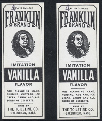 Lot Of 2- Vintage Franklin Brand Imitation Vanilla Labels. Greenfield ...