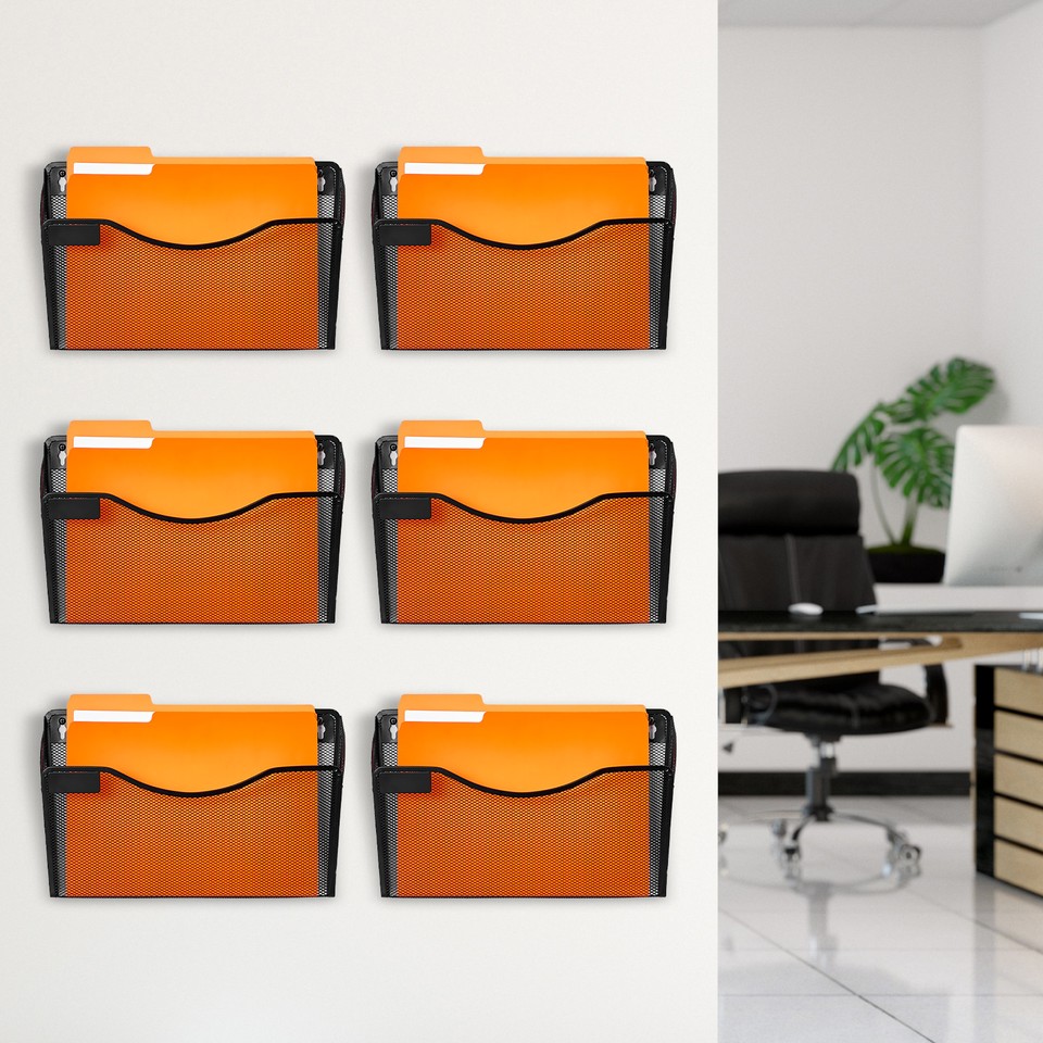VEVOR File Wall Rack Mesh Wall File Holder 6-Piece 1 Pocket for Office ...