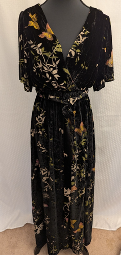 Baltic Born Women's Size S Black Out Butterfly V-Neck Uma Velvet Maxi ...