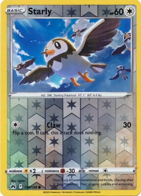 Starly Reverse Holo 110/159 Crown Zenith Common Pokemon TCG NM | eBay