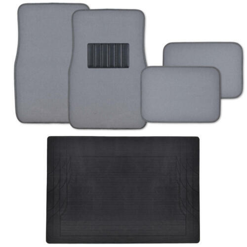 5pc Interior Floor Mats Set - Front & Rear Light Grey Carpet w/ Rubber ...