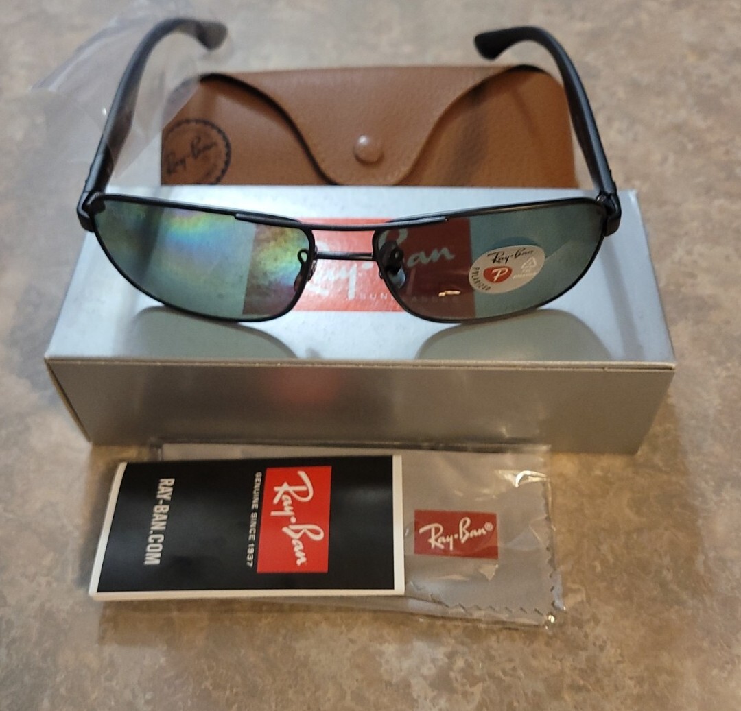 🔥 Ray Ban RB3516 59mm Matte Black POLARIZED Green Lens Sunglass RB 3516 ...