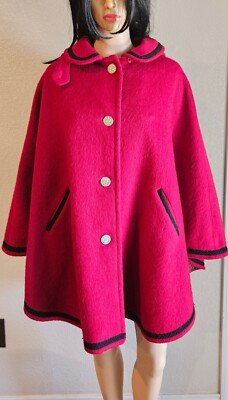 Vintage Whimsy Red Riding Hood Cloak Loden Wool German Hooded Cape ...