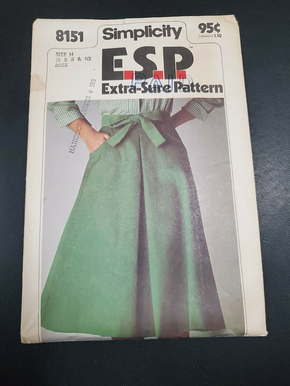 VINTAGE SIMPLICITY LADIES BACK WRAP SKIRT PATTERN 8151 SIZE 10 FREE ...