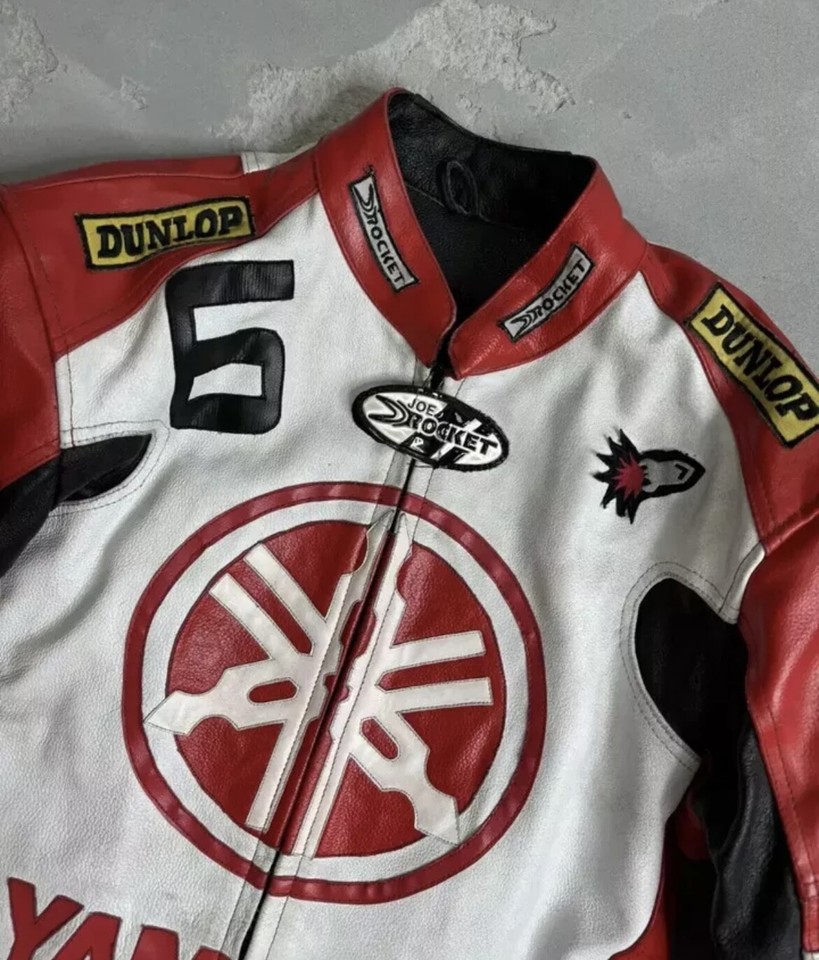 RED YAMAHA ROCKET LEATHER RACING JACKET CE APPROVED FOR MEN BIKER ...