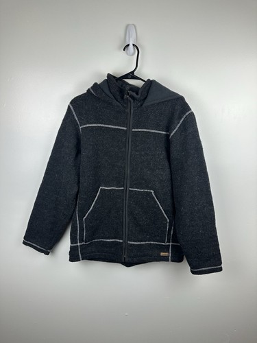 Laundromat Sweater Jacket Size Medium Black Fair Isle Wool Hood Full ...