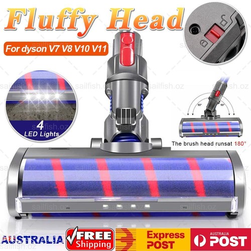 4 LED Fluffy Floor Soft Roller Cleaner Head Brush Vacuum For Dyson V7 ...