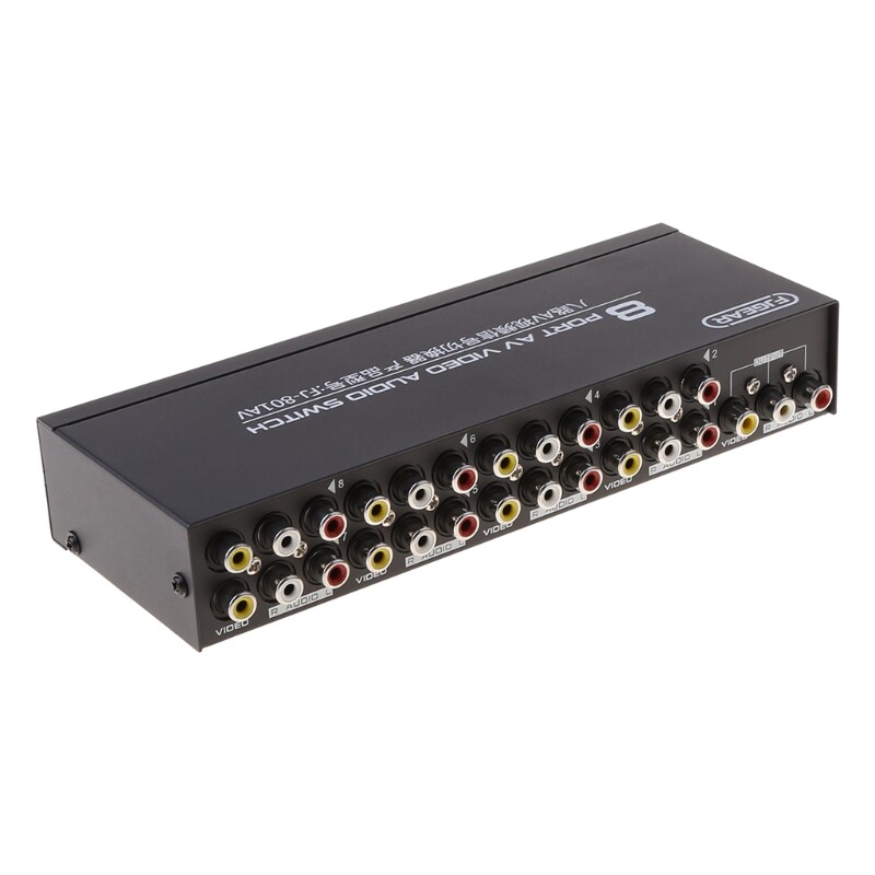 8-Way AV Switch RCA Switcher 8 in 1 out Composite Video L/R Selector ...