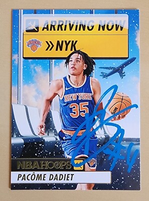 Pacome Dadiet Signed NBA Hoops Arriving Now 2024-25 RC Card #15 NY ...