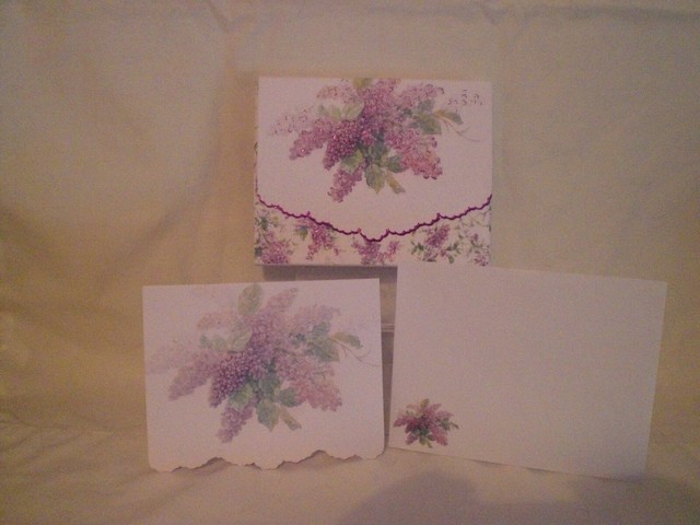 Carol Wilson Stationery 10 Note Cards Envelopes Blank Purple Lilacs for ...