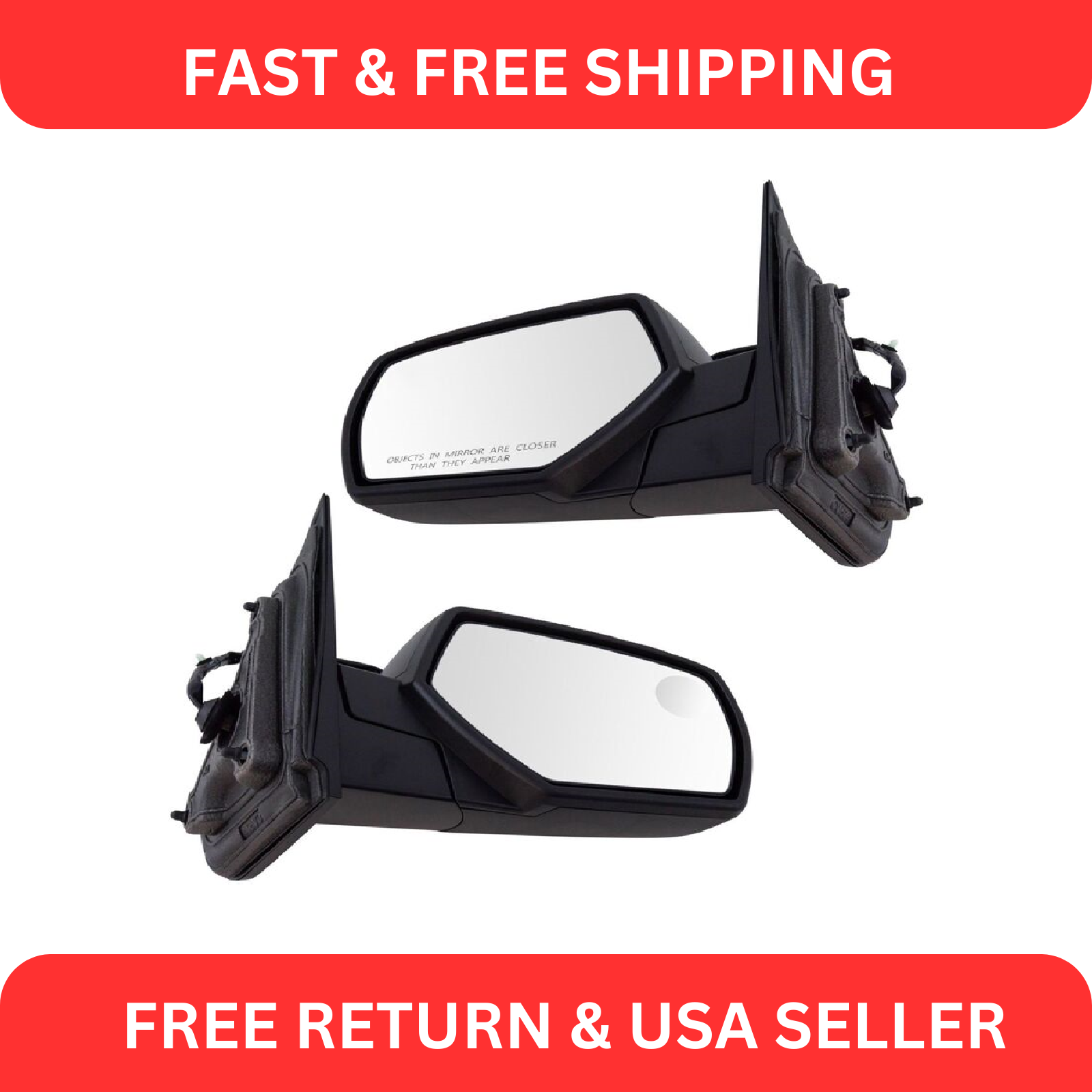 Mirror Power Heated Textured Black Pair Set of 2 for Chevy GMC Pickup ...