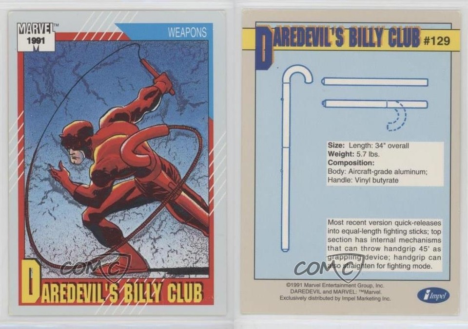 1991 Impel Marvel Universe Series II Weapons Daredevil 's Billy Club ...