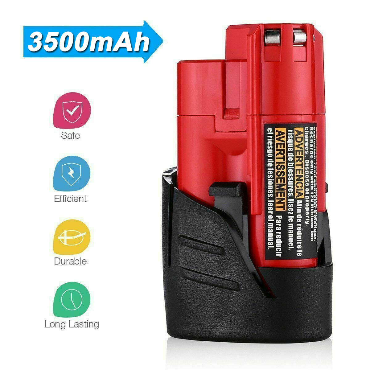 4Pack 12V 3.5Ah For Milwaukee M12 M12B3 LITHIUM Cordless Battery 48-11 ...