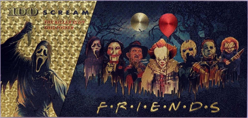 Scream GhostFace $100 Horror Note Full Color Novelty 24K Gold Plated ...