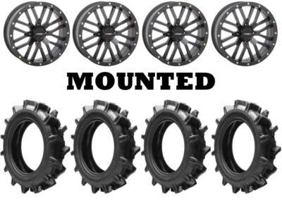 Kit 4 Quadboss QBT680 Tires 36x9.5-20 on System 3 ST-3 Matte Black ...