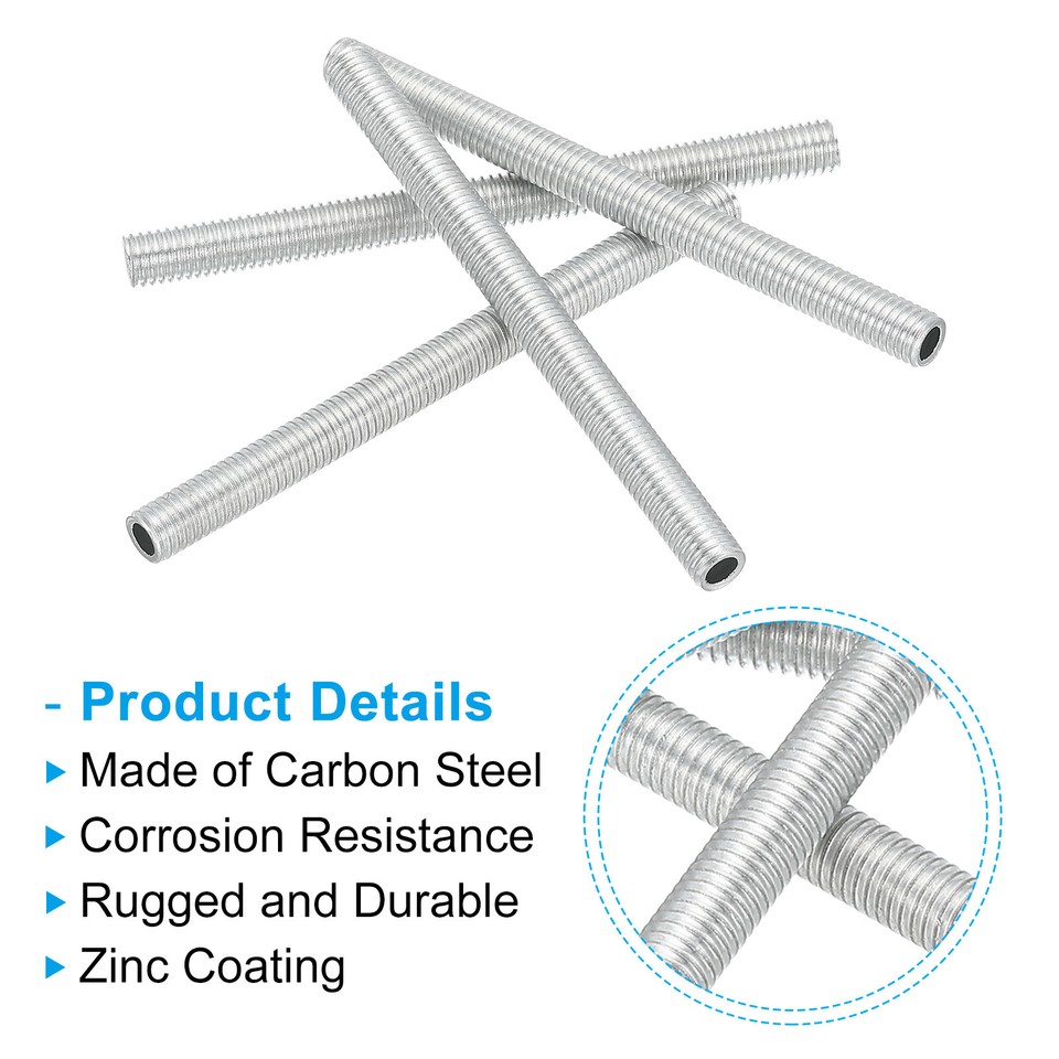 M8 Fine Thread Carbon Steel Lamp Pipe Kit, 12 Set 20mm/0.79" Hollow ...