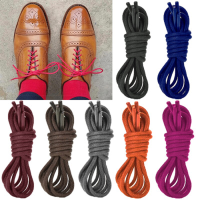 Waxed Cotton Thin Round Shoelaces Wax Cord Laces For Oxfords Derby ...