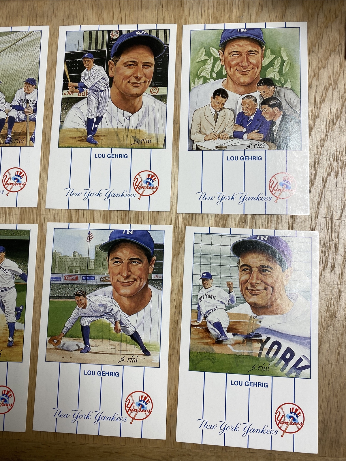 1989 Lou Gehrig Susan Rini Artwork Complete Set of 10 New York Yankees ...