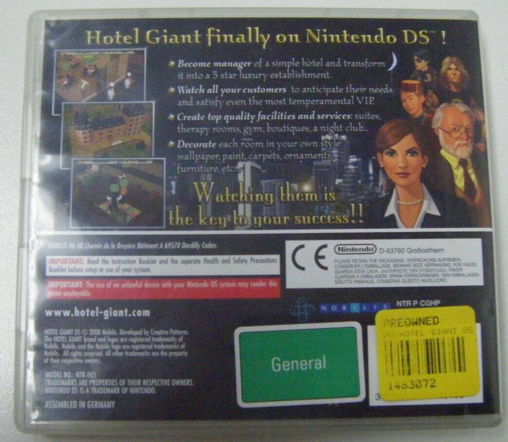 Nintendo DS Game - Hotel Giant DS | eBay