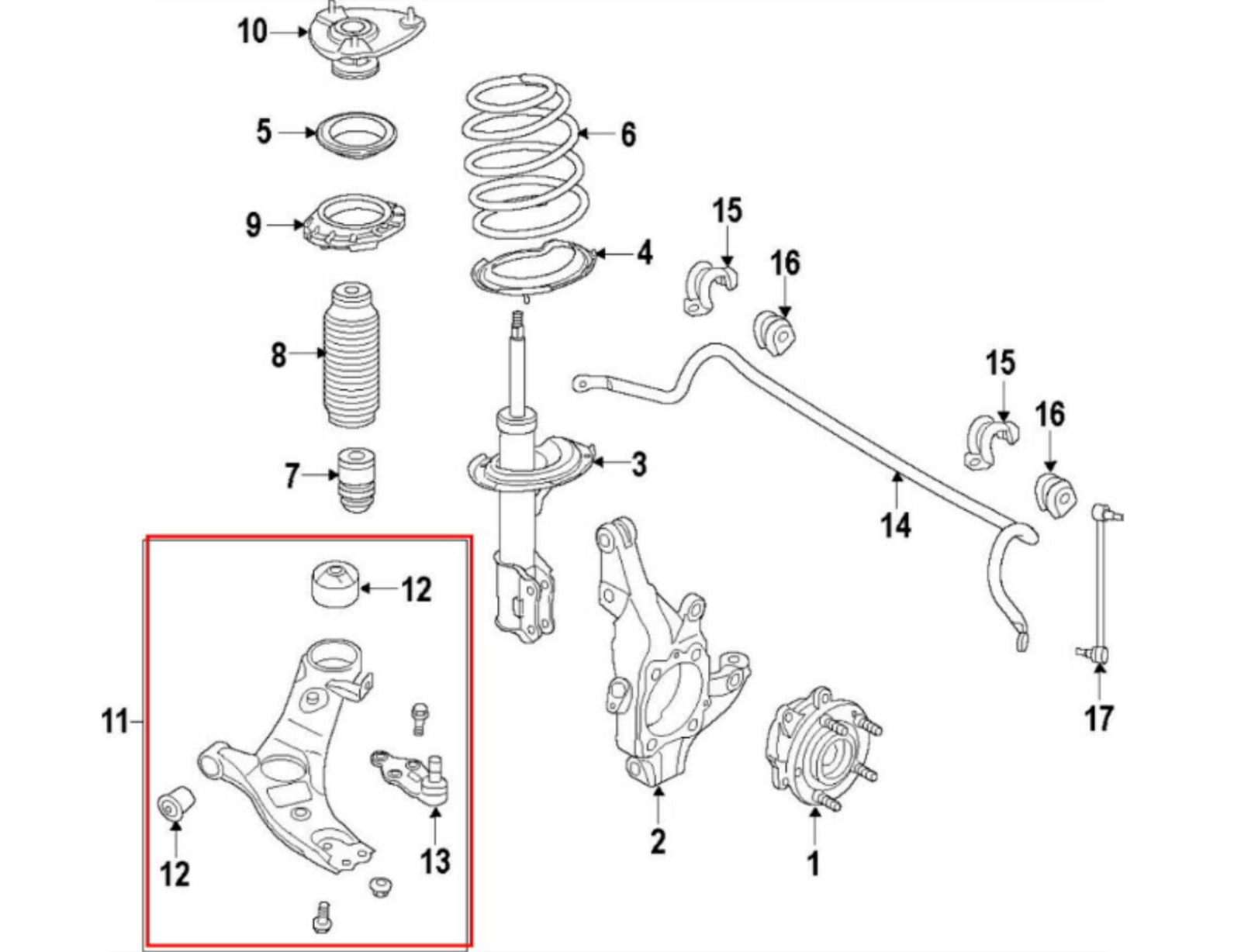 OEM Lower Control Arm 54500-AA100 FR/Left Suspension for Hyundai ...