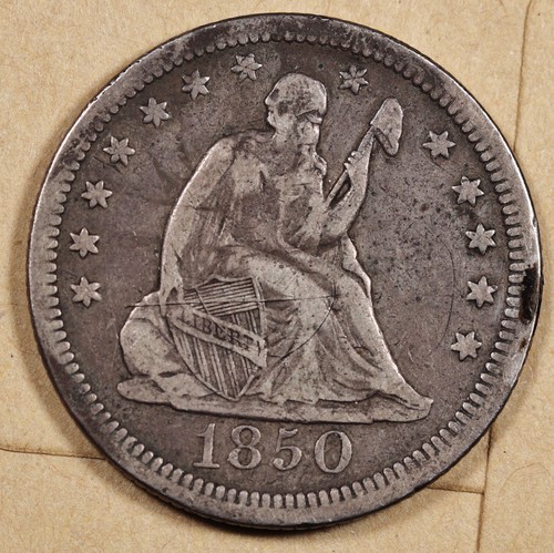 1850 Seated Liberty Quarter. Natural Uncleaned. VF. 197877 | eBay