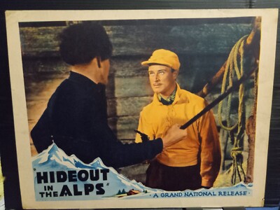 Lobby Card 1937 HIDEOUT IN THE ALPS Anthony Bushell gun on crowbar ...