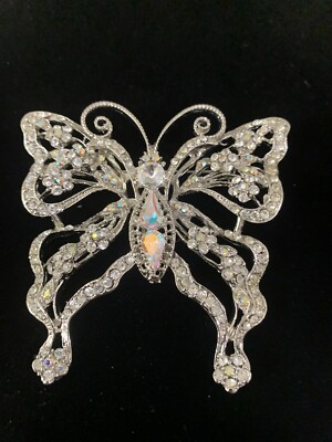 Butterfly Crystal Brooch. 3”X3”. Never Worn. Very Pretty. | eBay