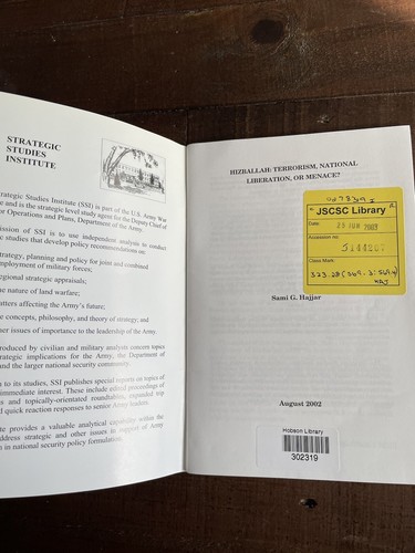 Hizballah : Terrorism, National Liberation or Menace? by Not Available ...