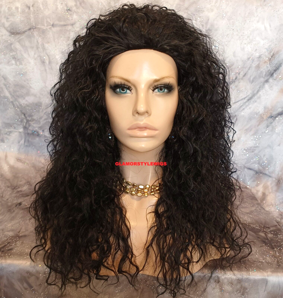 3/4 HALF FALL FULL WIG LONG CURLY LAYERED HAIR PIECE DARK BROWN #2 HEAT ...