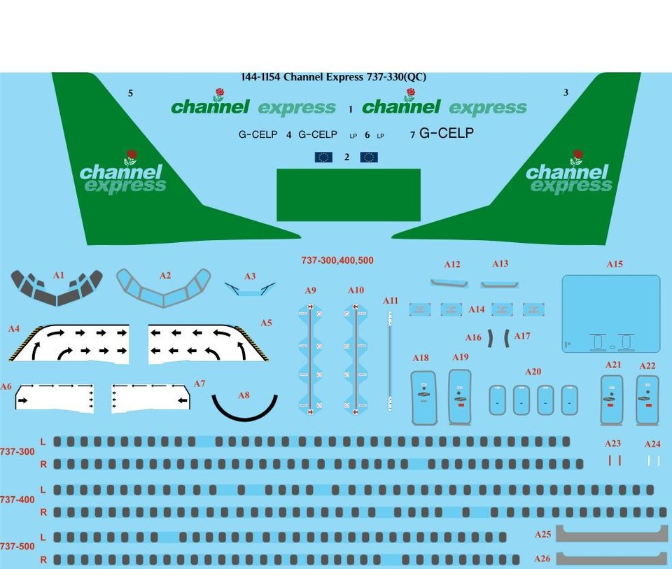 26Decals 144-1154 1/144 Channel Express Boeing 737-300F laser decal | eBay