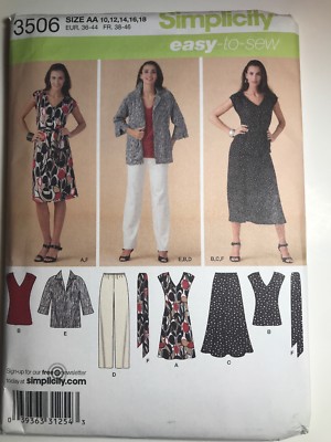 SIMPLICITY 3506 Sewing Pattern Women’s Dress Top Skirt Pants Jacket UC ...