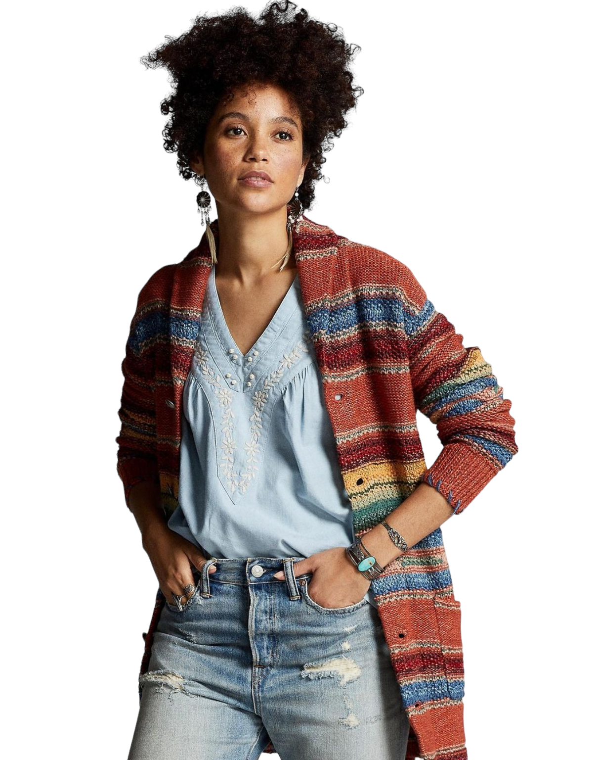 Ralph Lauren RRL Hand Knit Southwestern Serape Cardigan Sweater New ...