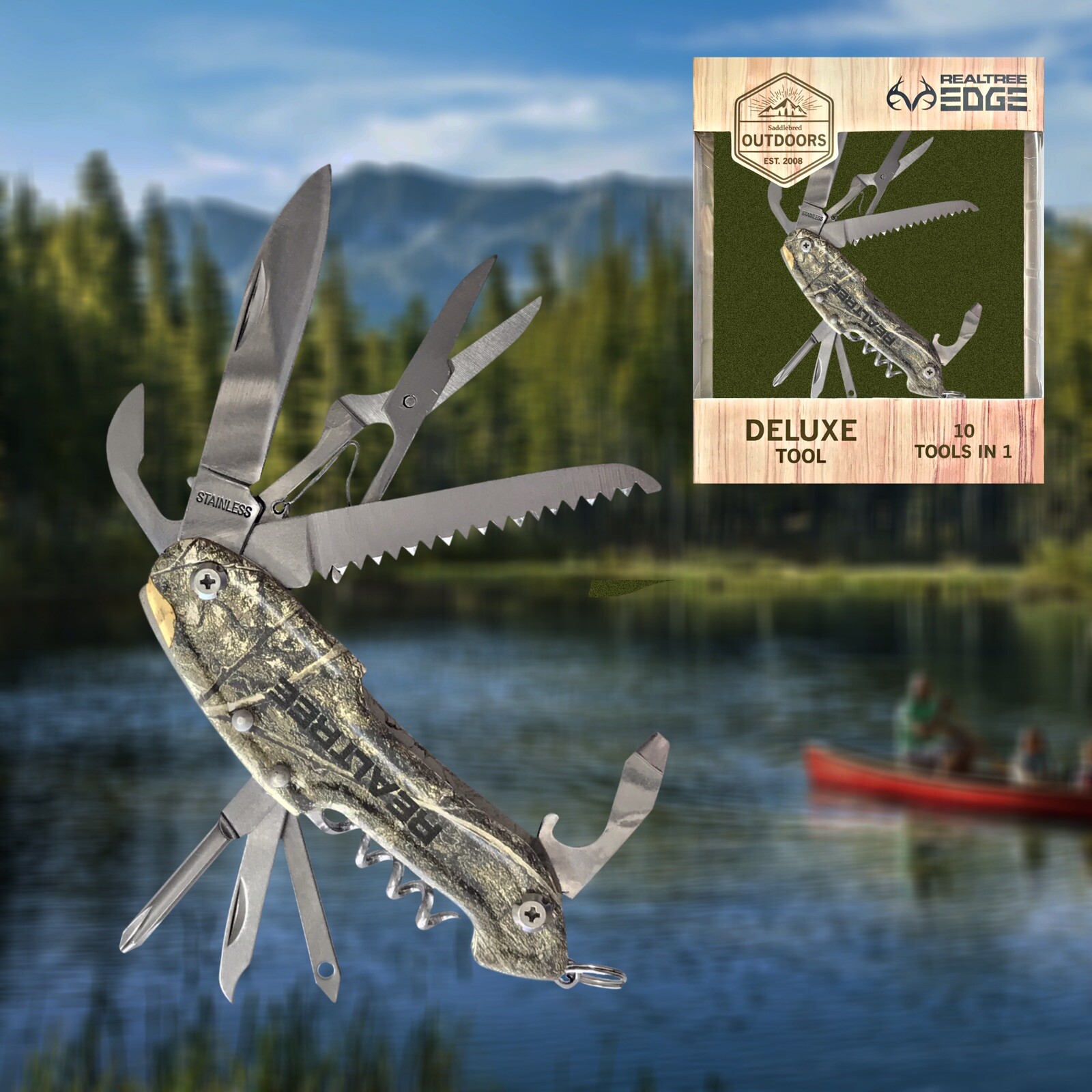Realtree Edge Camo Deluxe 10 Multi-Tool Stainless Outdoor & Boy Scout ...