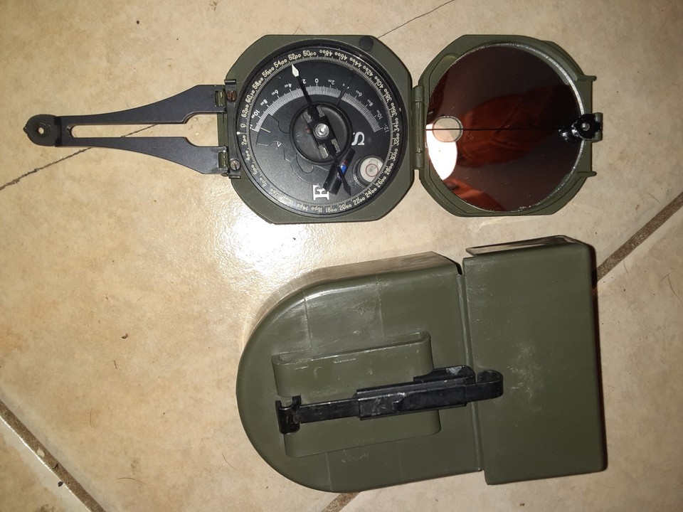 Brunton Pocket Transit Compass Hard Plastic Case M2 Military Unused In ...
