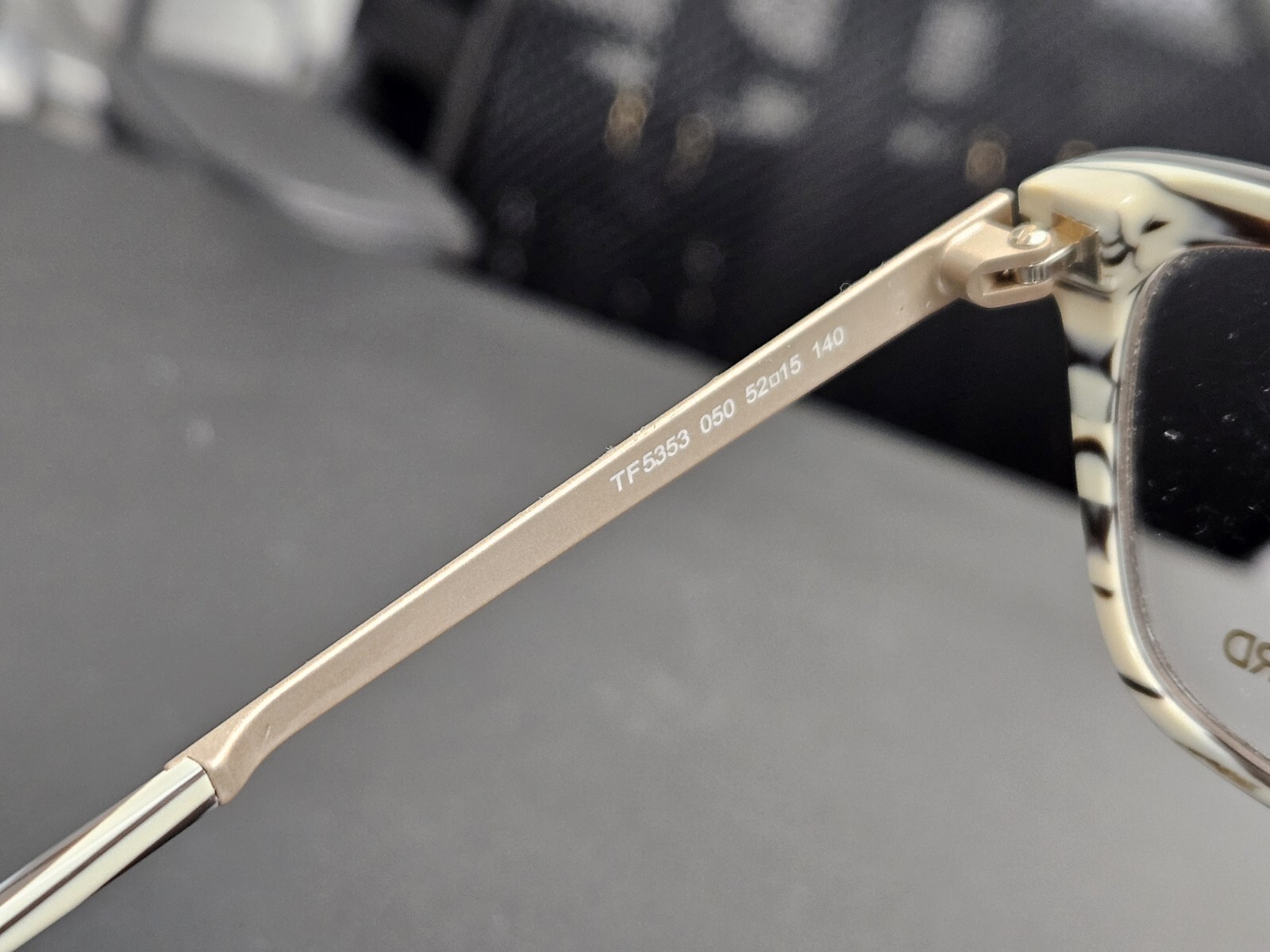 NEW TOM FORD TF 5353 050 BROWN ON IVORY HORN/MATTE GOLD AUTHENTIC ...