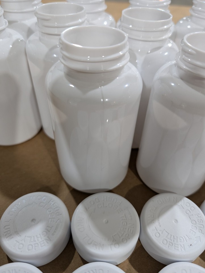 *Set of 12* Plastic Bottles With Caps 200cc White PET Plastic pill ...