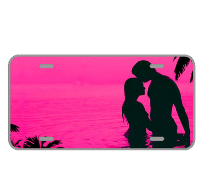 Custom Personalized License Plate Tag With Couple Pink Background Add ...