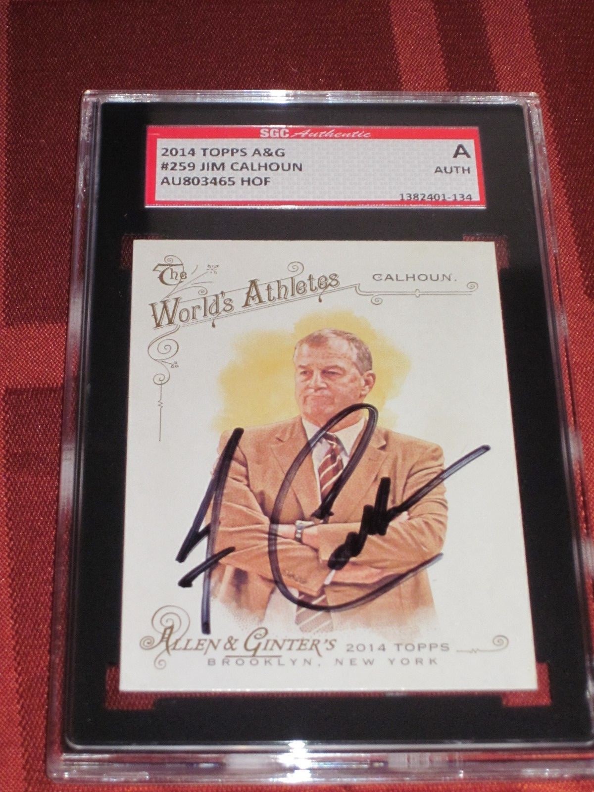 JIM CALHOUN AUTOGRAPHED 2014 TOPPS A & G CARD-SGC SLAB-ENCAPSULATED-HOF ...