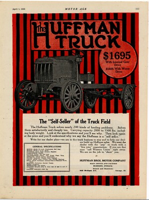 1920 Huffman Brothers Motor Co. Ad: Huffman Truck - Elkhart, Indiana ...