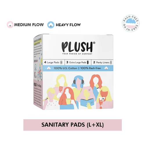Plush L + XL Sanitary Pads - 100% Pure US Cotton Pads Pads - 7 Pcs + 2 ...