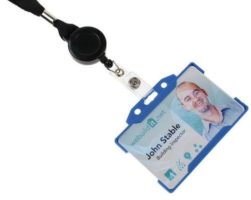 Double Sided ID Card Badge Pass Holder & Lanyard Neck Strap Retractable ...